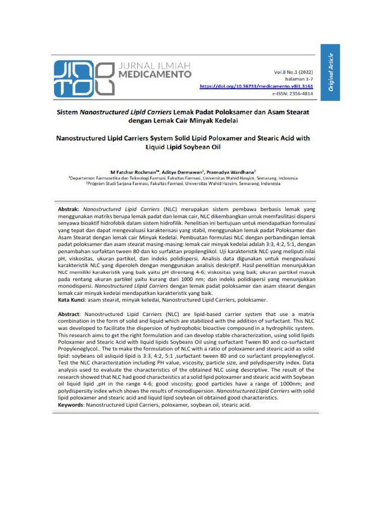 NLC Polaksamer & Asam Stearat 2022 | PDF