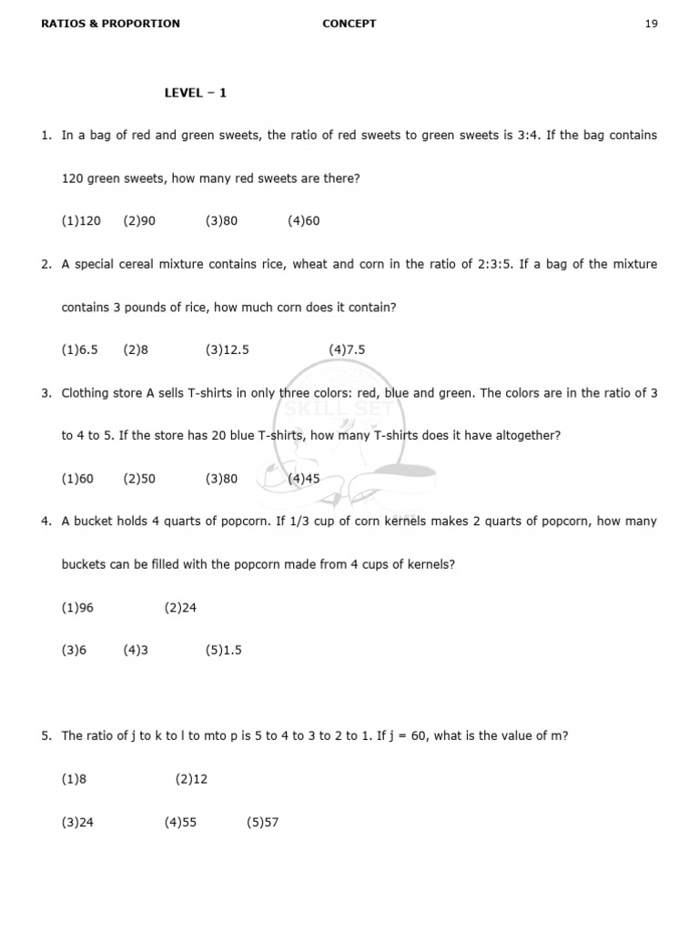 5. Ratios & Proportions | PDF | Ratio | Popcorn