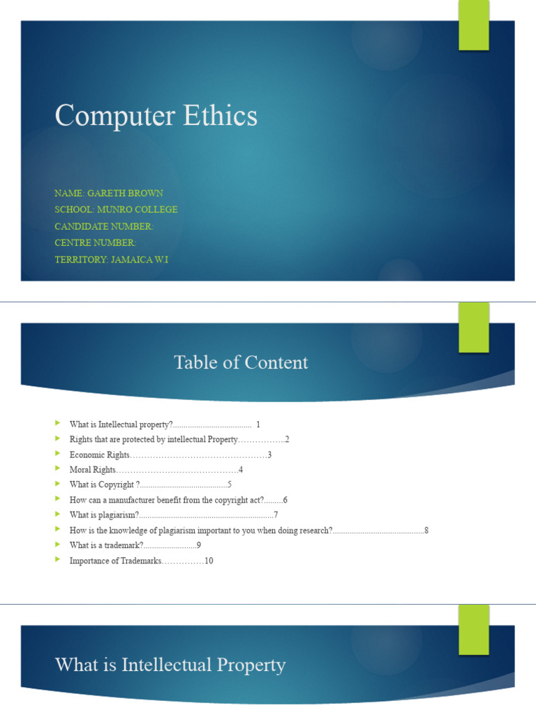 Gareth Brown Computer Ethics Powerpoint | PDF | Copyright ...