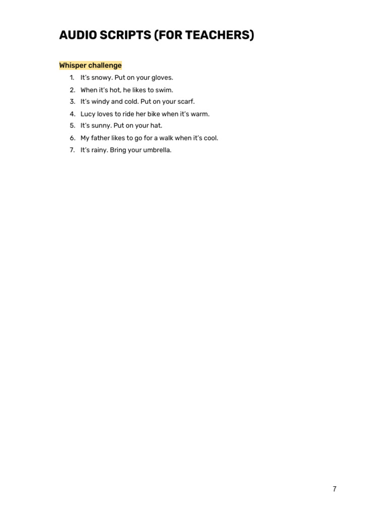 Audio Scripts for Teachers | PDF