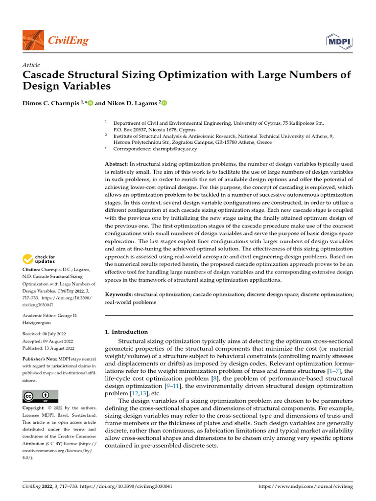 Cascade Structural Sizing Optimization With Large Numbers of Design ...