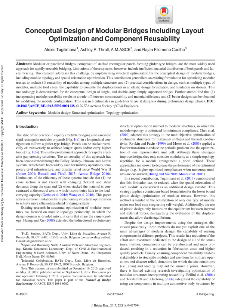 Conceptual Design of Modular Bridges Including Layout Optimization and ... Conceptual Design of Modular Bridges Including Layout Optimization and ...
