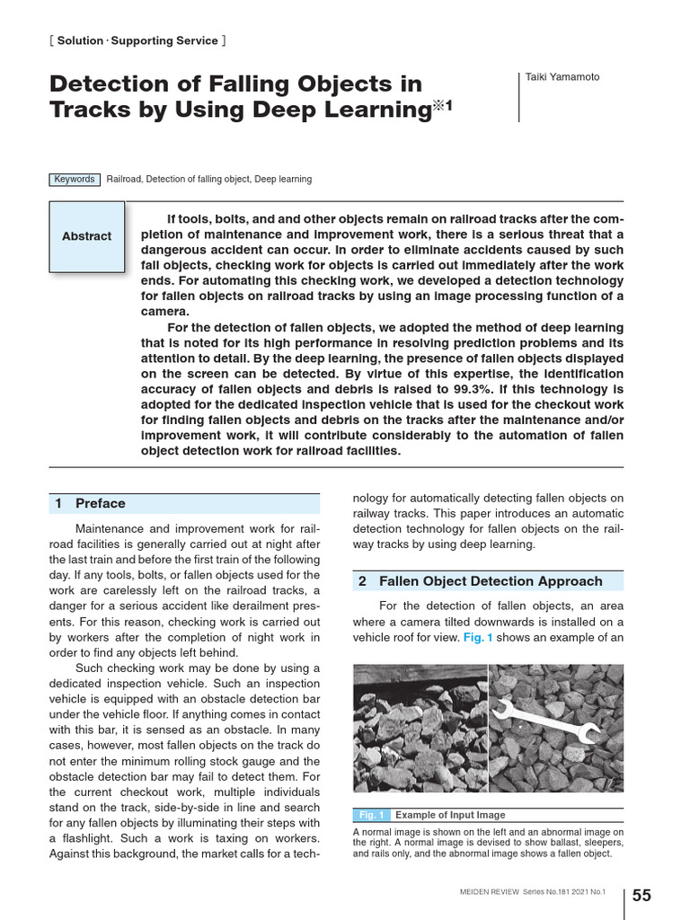 Detection Of Falling Objects In Tracks By Using Deep Learning Pdf