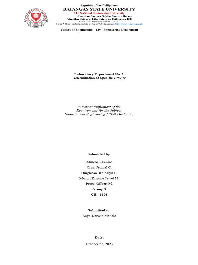 Group 9 GEO - Lab 2 | PDF | Density | Quantity