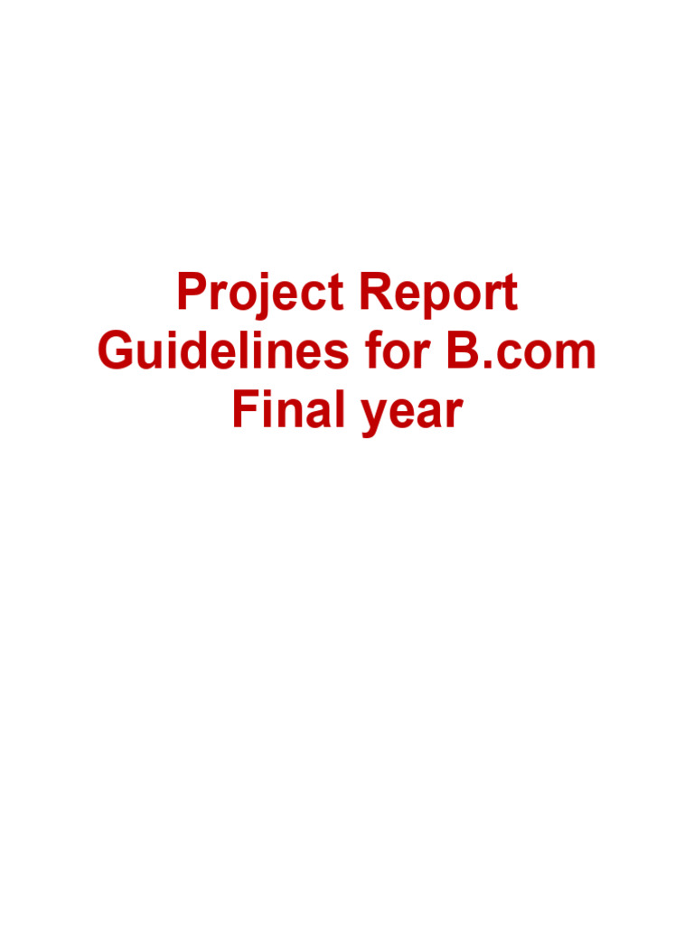 Project Report Guidelines For B.COM Final Year | PDF | Investing | Budget