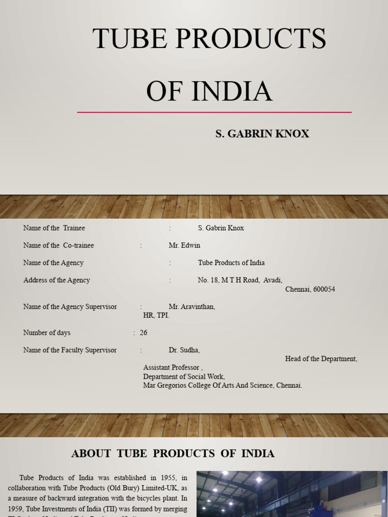 Tube Products of India (1) | PDF | Employment | Pipe (Fluid Conveyance)