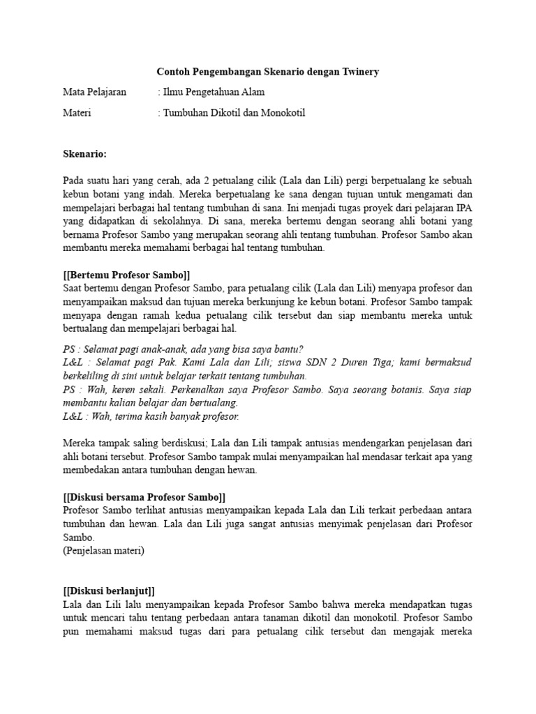 Contoh Skenario Twinery | PDF
