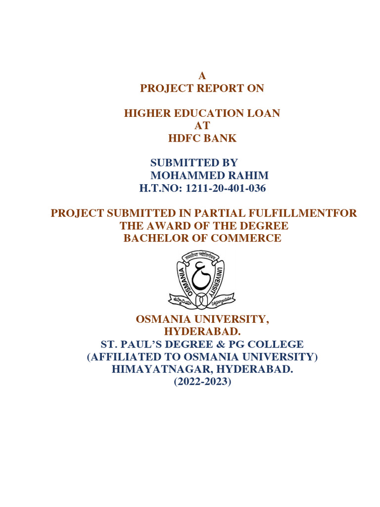 Education Loan at HDFC | PDF | Survey Methodology | Loans