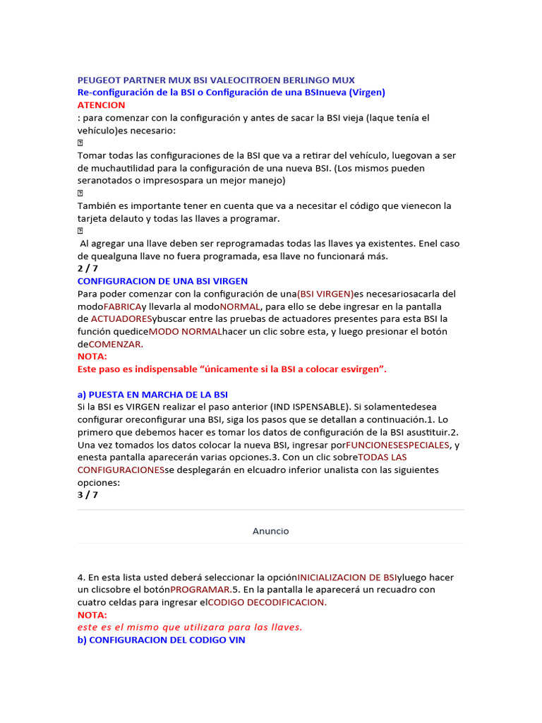 PEUGEOT PARTNER MUX BSI VALEOCITROEN BERLINGO MUX | PDF | Informática PEUGEOT PARTNER MUX BSI VALEOCITROEN BERLINGO MUX | PDF | Informática