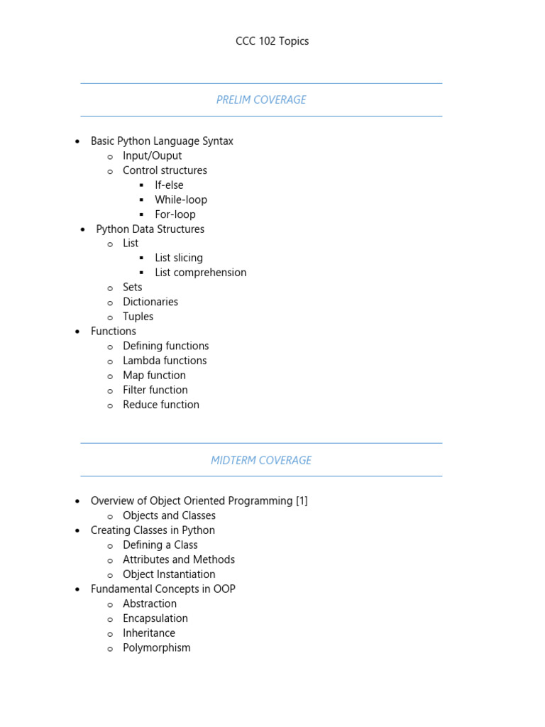 Python Programming Course Outline | PDF