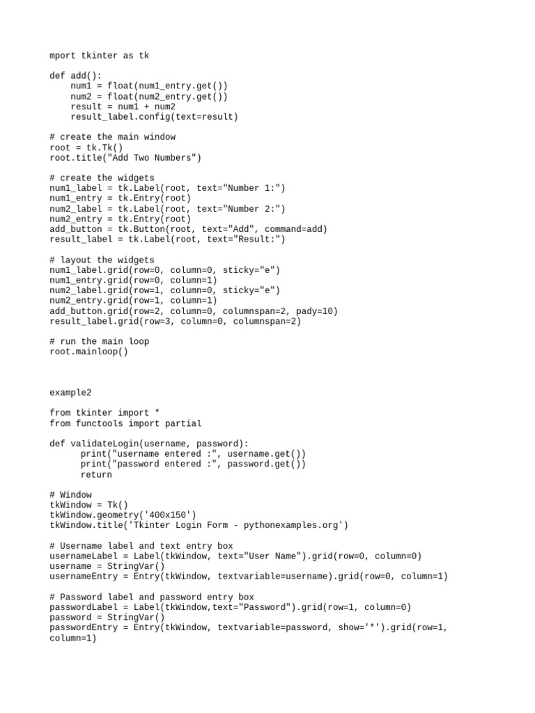 Tkinterexamples 1 | PDF | User (Computing) | System Software