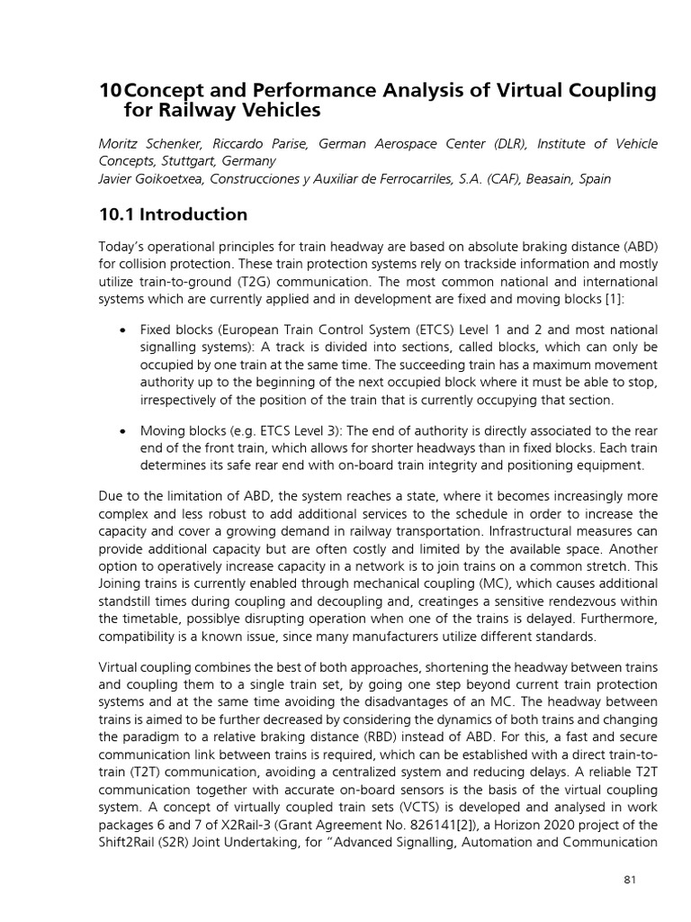 Virtual Coupling for Railway Vehicles Analysis | PDF | Train | System
