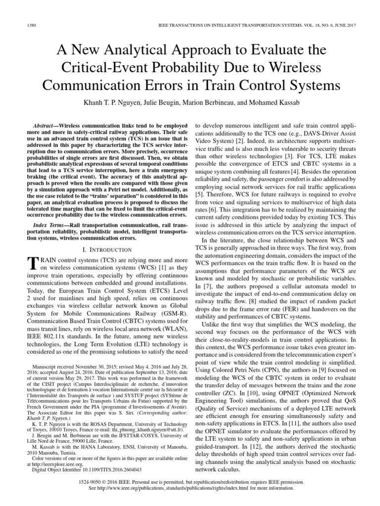Evaluating Wireless Errors in Train Control | PDF | Simulation ...