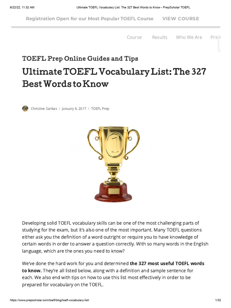 327 Toefl Vocabulary | PDF | Vocabulary