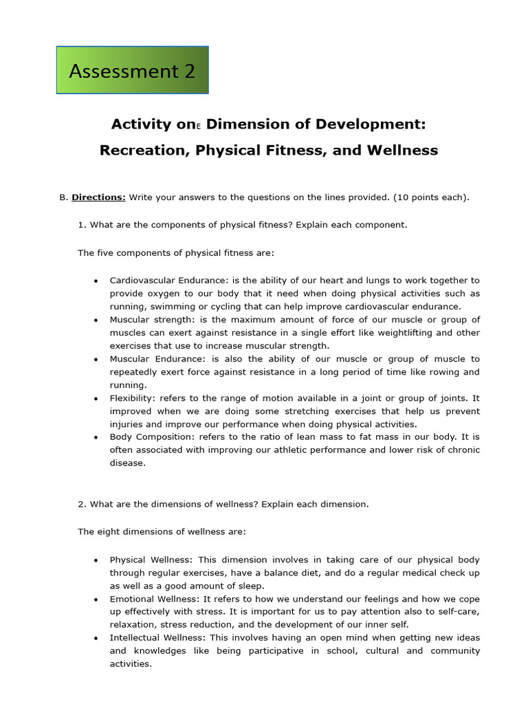 Recreation, Physical Fitness Activity 2 Done - WA | PDF | Physical ...
