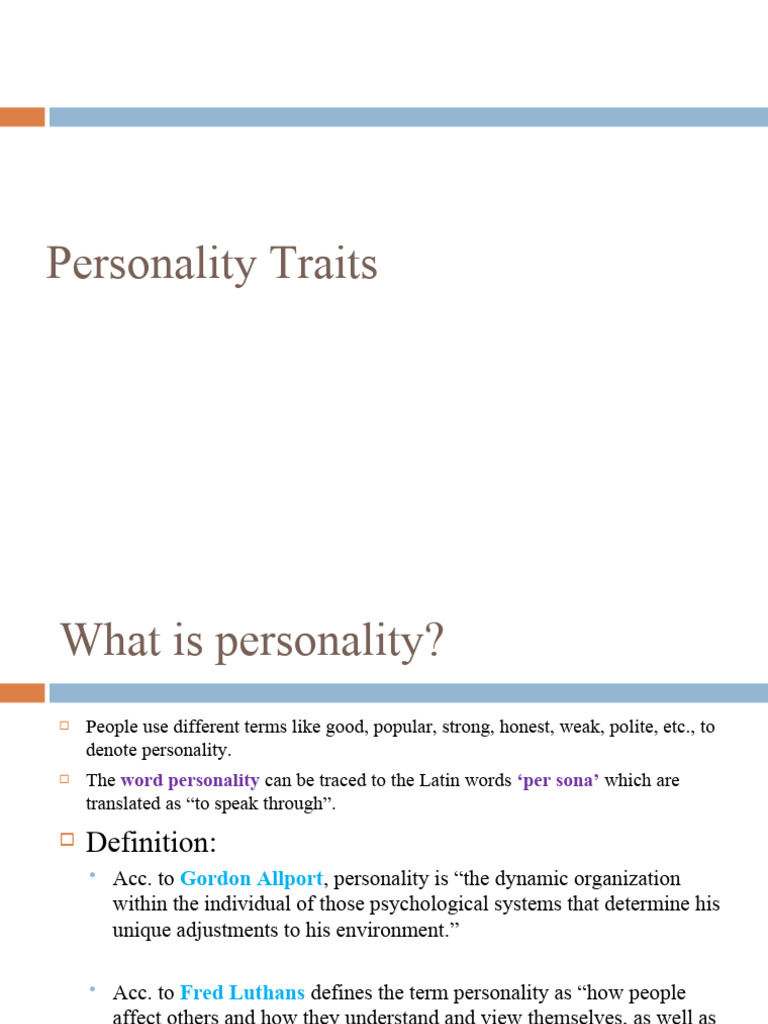 Personality traits - final | PDF | Extraversion And Introversion | Psychology