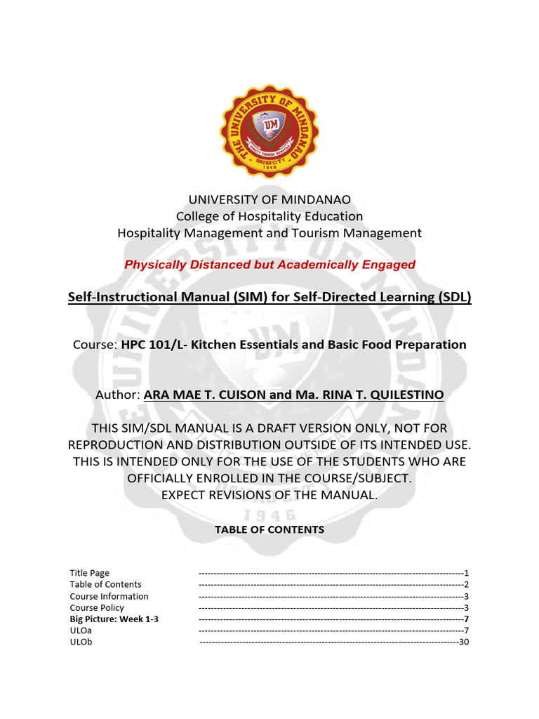 SIM Week 1-3 | PDF | Menu | Bacteria