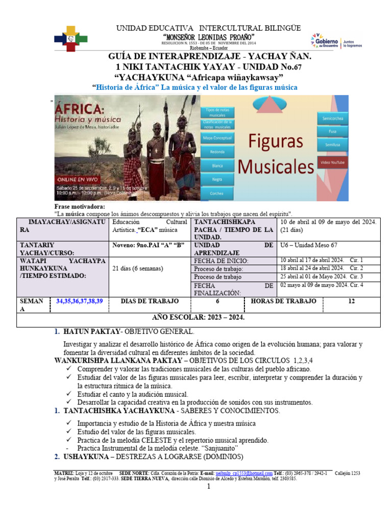 UNIDAD 66 - GUIA No 6 - C 1, 2,3,4 - 9no | Descargar gratis PDF | Musicología | Composiciones ...