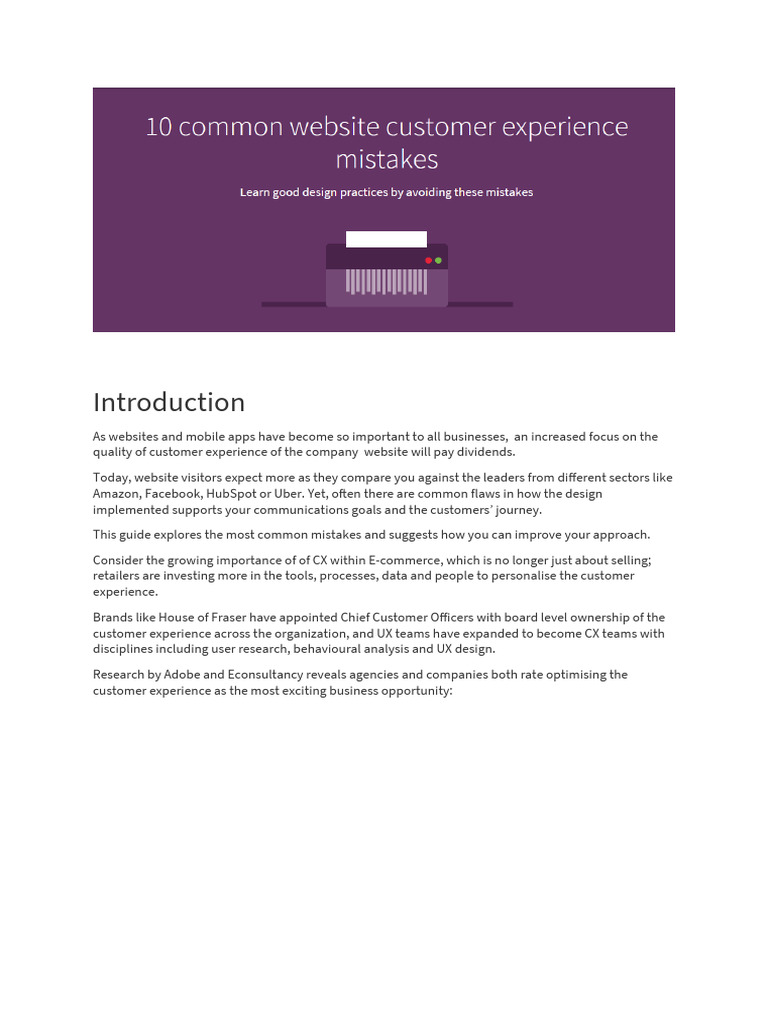 10 common website customer experience | PDF | Digital Marketing ...