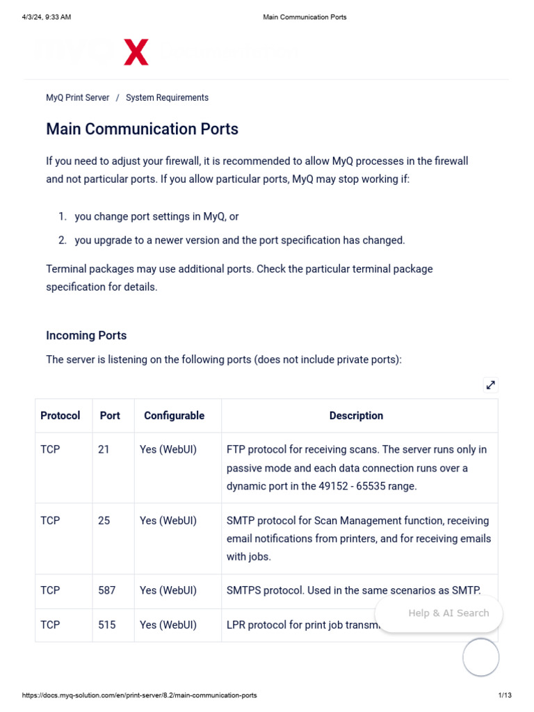Main Communication Ports | PDF | Port (Computer Networking ...
