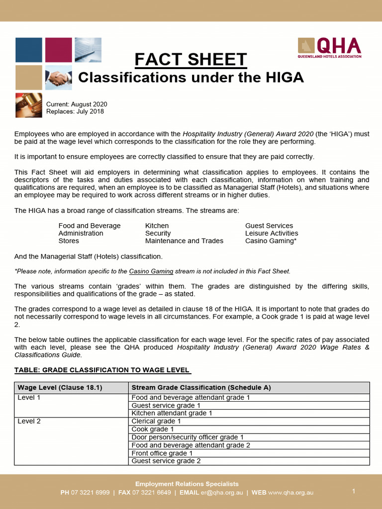 HIGA Classifications Overview 2020 | PDF | Employment | Apprenticeship