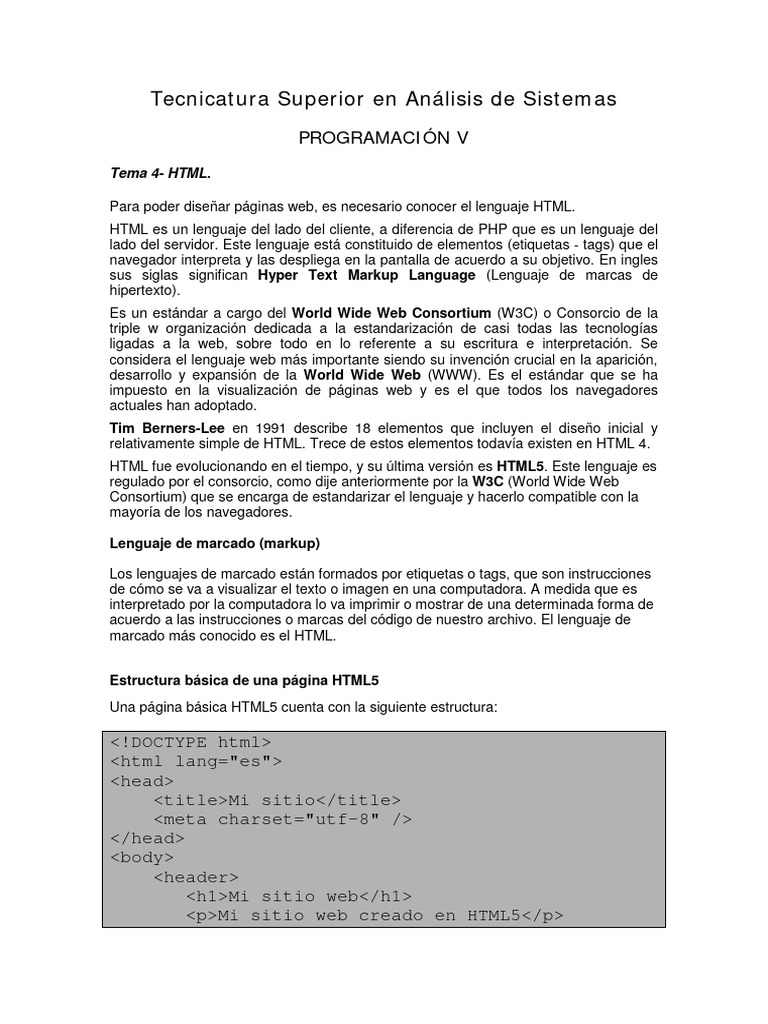 4-Tema 04 - Programacion V | Descargar gratis PDF | HTML | Red mundial