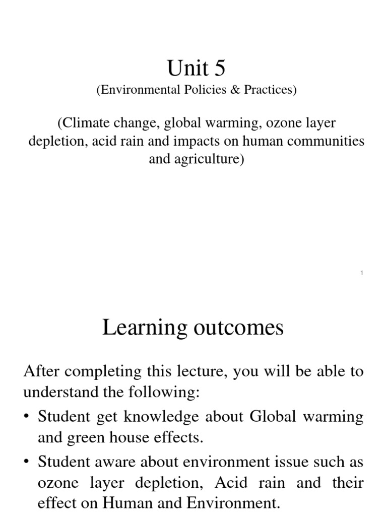 Unit 5 Environmental Policies and Practices | PDF | Climate Change ...