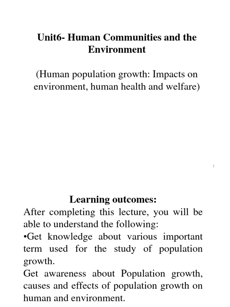 Unit6 Human Population and Environment Natral Disaster and Their ...
