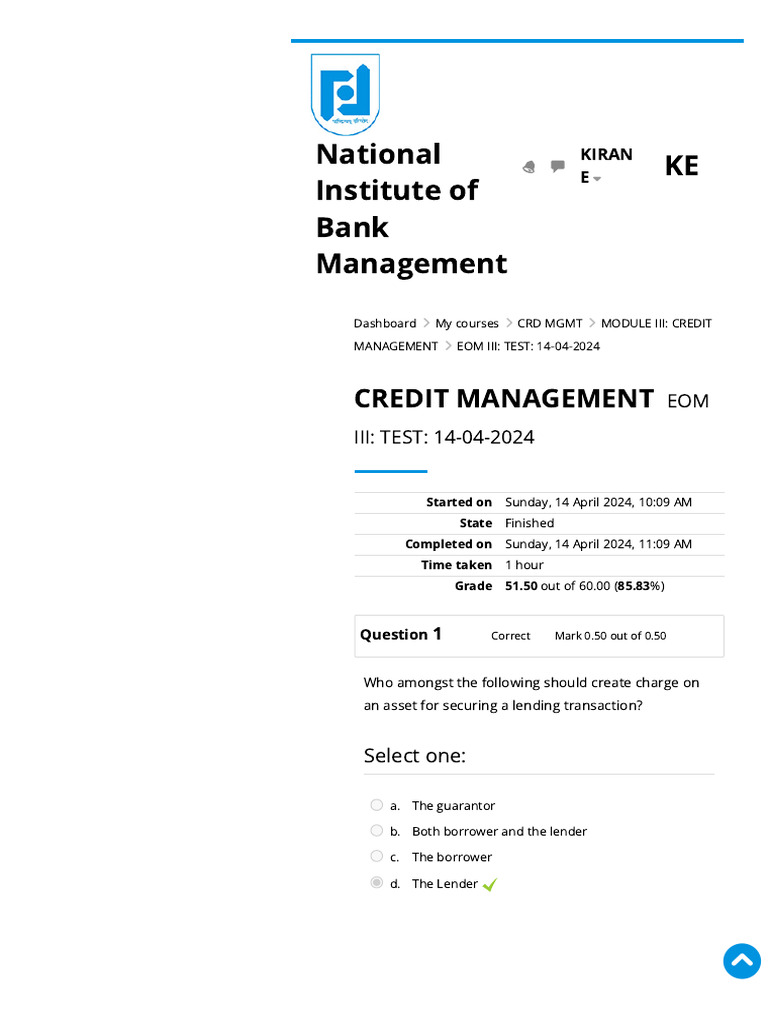 EOM III - TEST - 14-04-2024 - Attempt Review - Welcome To Learning at ...