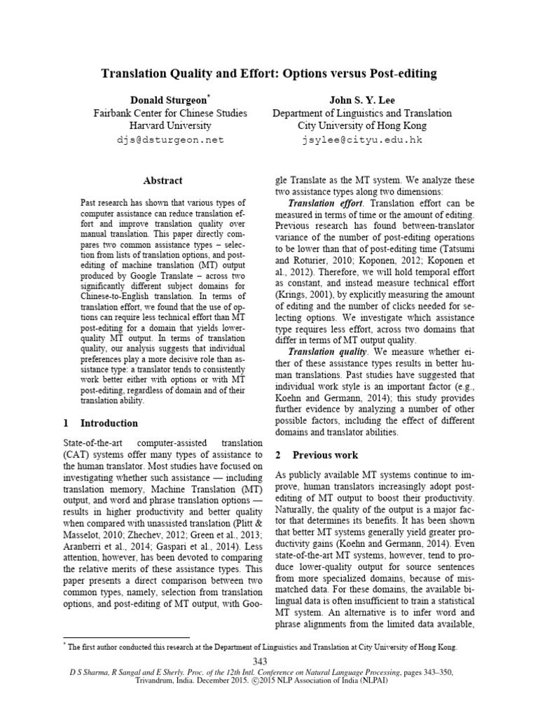 Translation Quality and Effort | PDF | Translations | Applied Linguistics