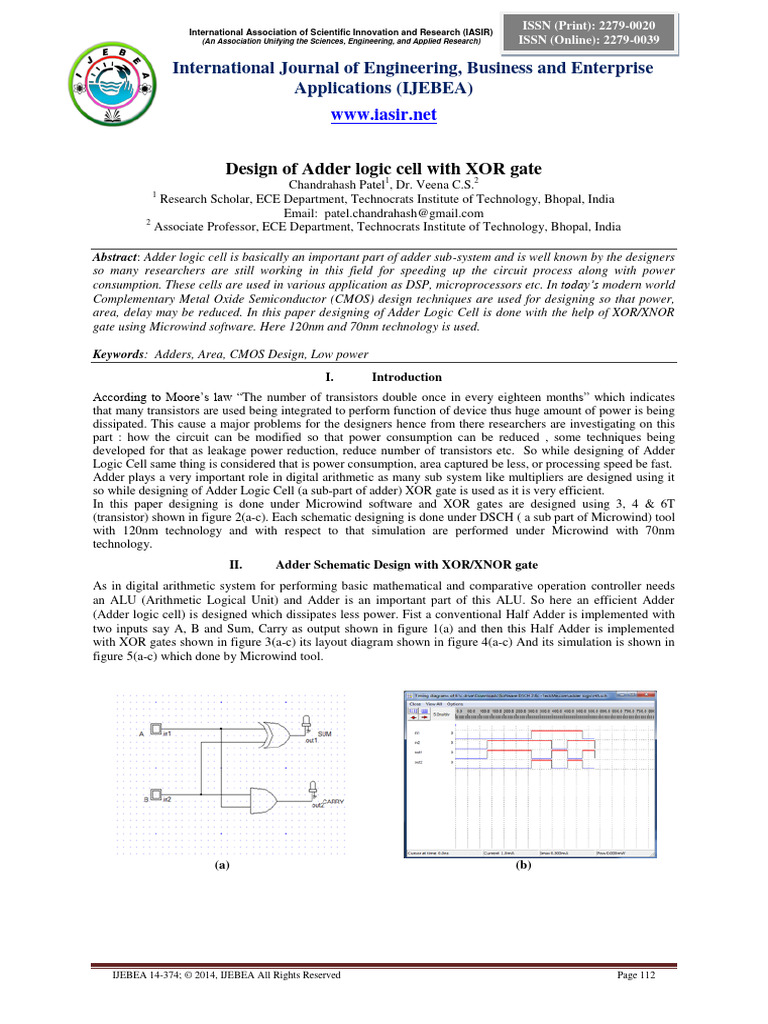 Design of Adder Logic Cell With Xor Gate 5g4ba8iq79 | PDF | Logic Gate ...