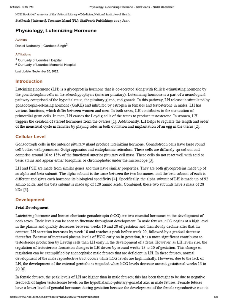 Luteinizing Hormone Physiology Overview | PDF | Luteinizing Hormone ...