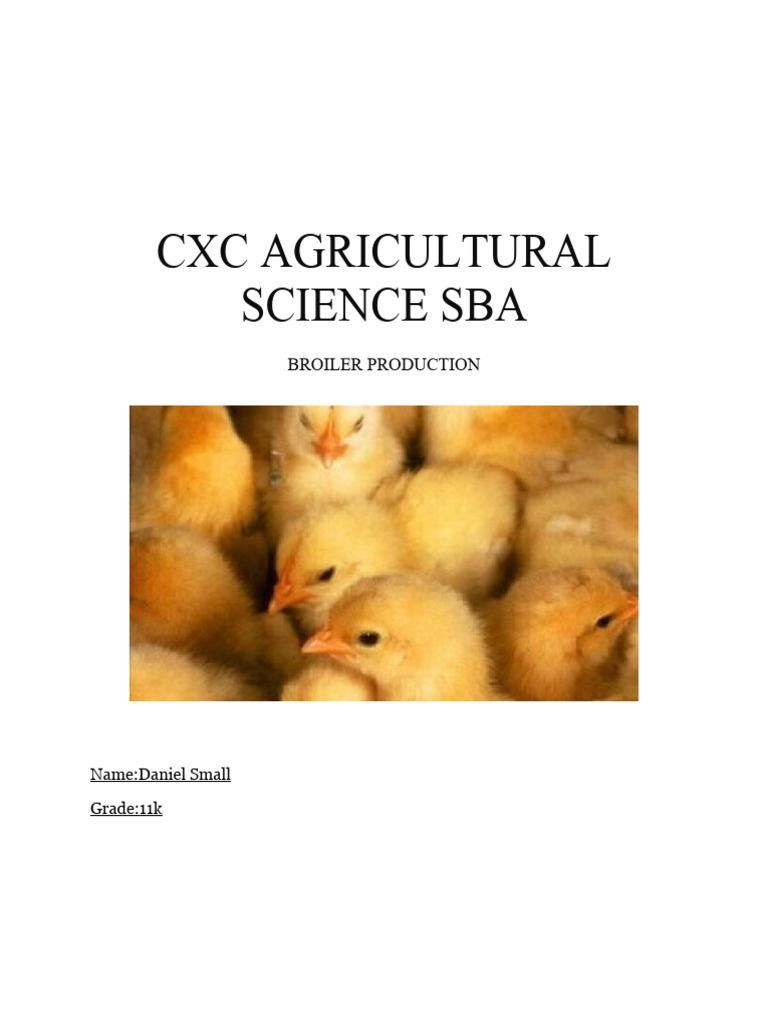 CXC Agricultural Science Sba | PDF | Expense | Broiler