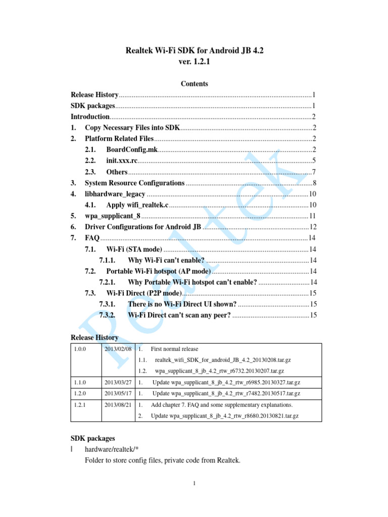 Realtek Wi-Fi SDK For Android JB 4 2 | PDF | Device Driver | Wi Fi