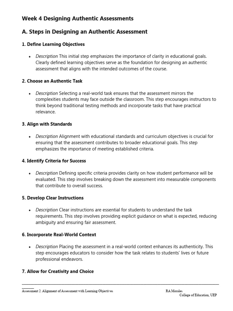Week 4 Designing Authentic Assessments | PDF | Educational Assessment ...
