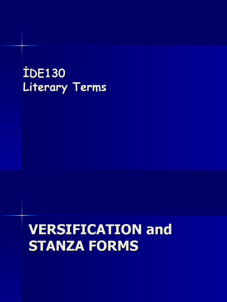 Literary Terms Versification and Stanza Forms | PDF | Metre (Poetry ...