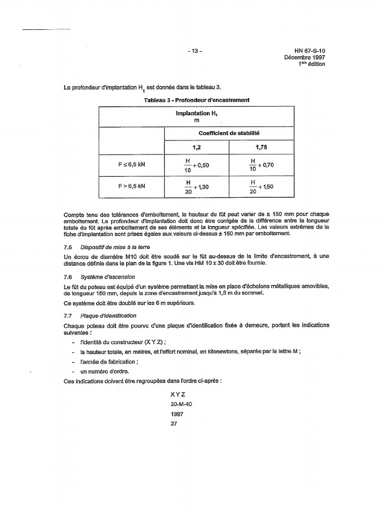 Implantation HN 67-S-10 & massifs NFC 11201 | PDF