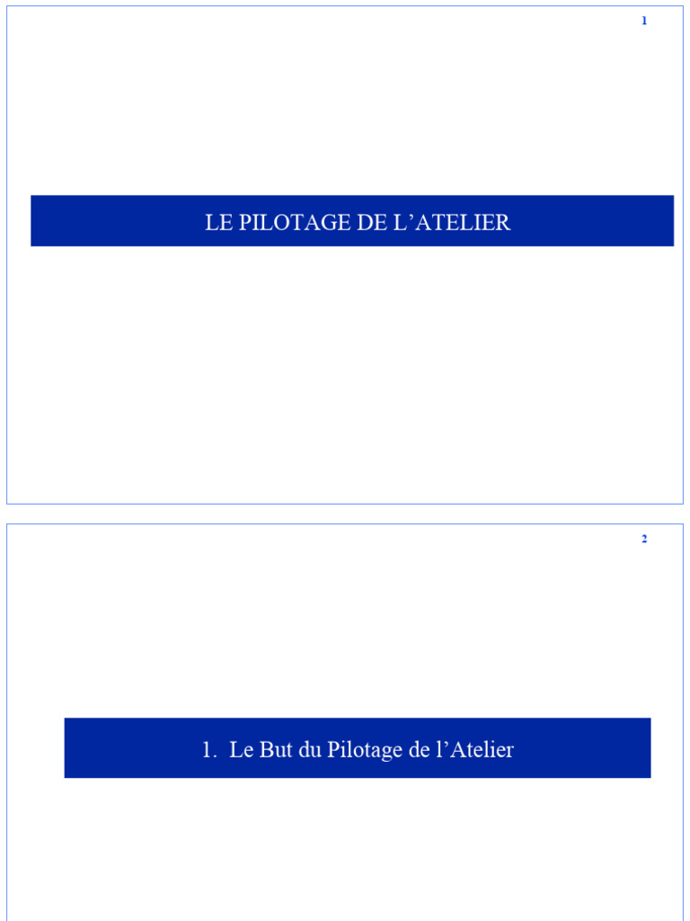 Pilotage Efficace de l'Atelier | PDF