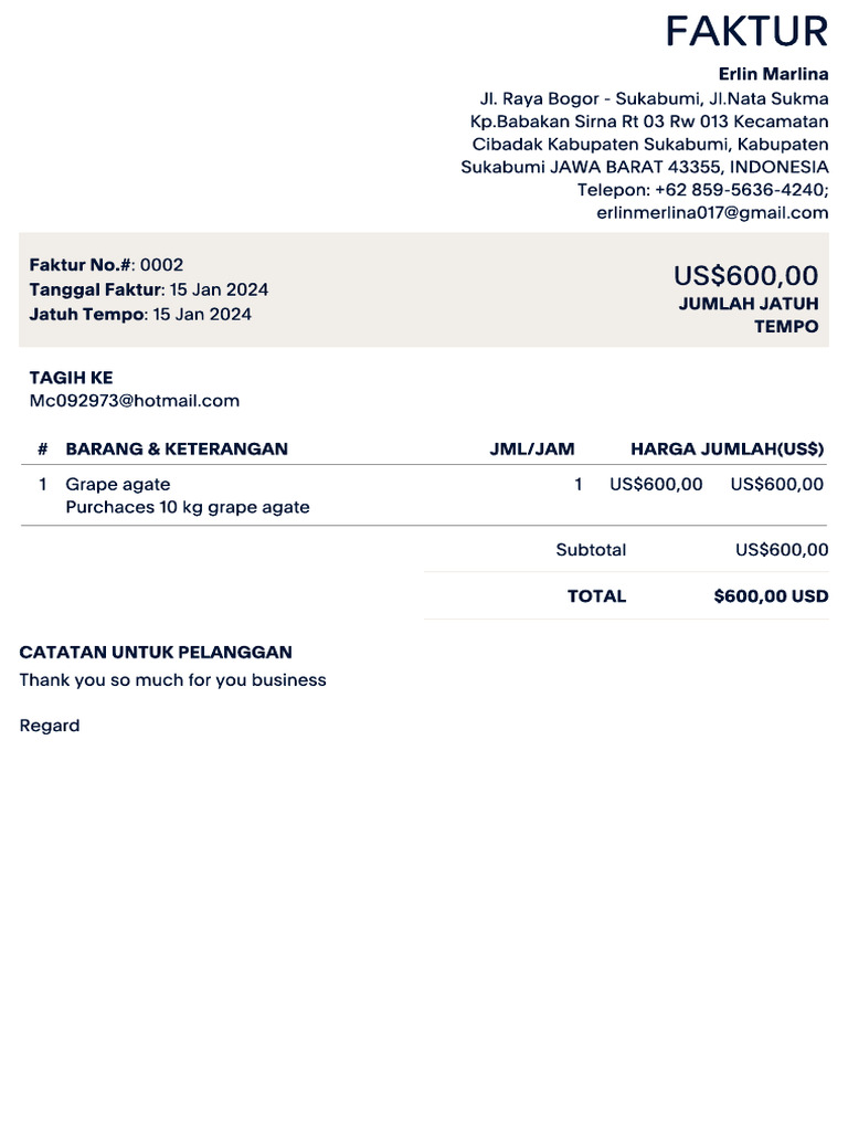 Invoice 0002 Pdf