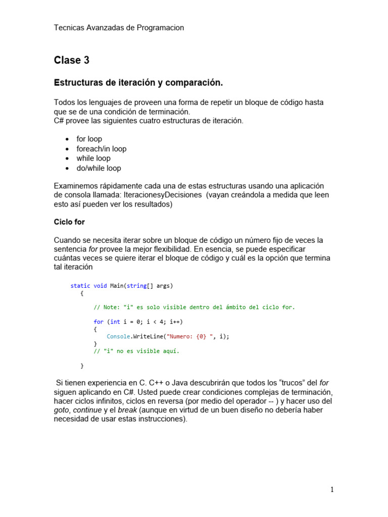 C# Clase 3 | PDF | C Sharp (lenguaje de programación) | Programación de computadoras