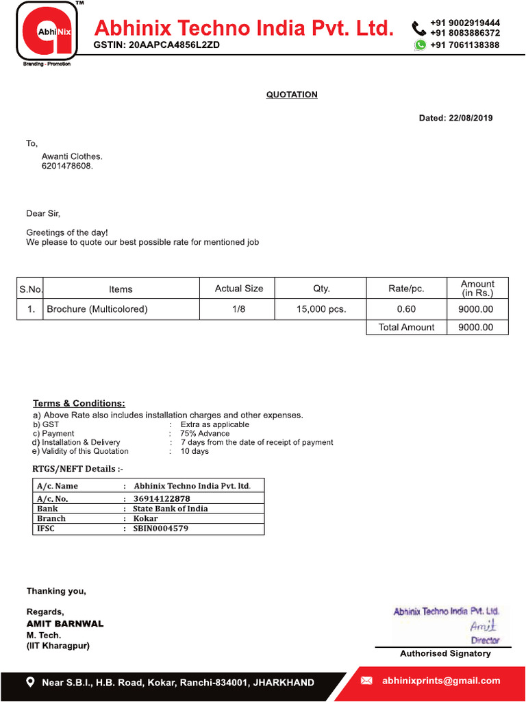 Awanti Clothes_Brochures_Quotation | PDF