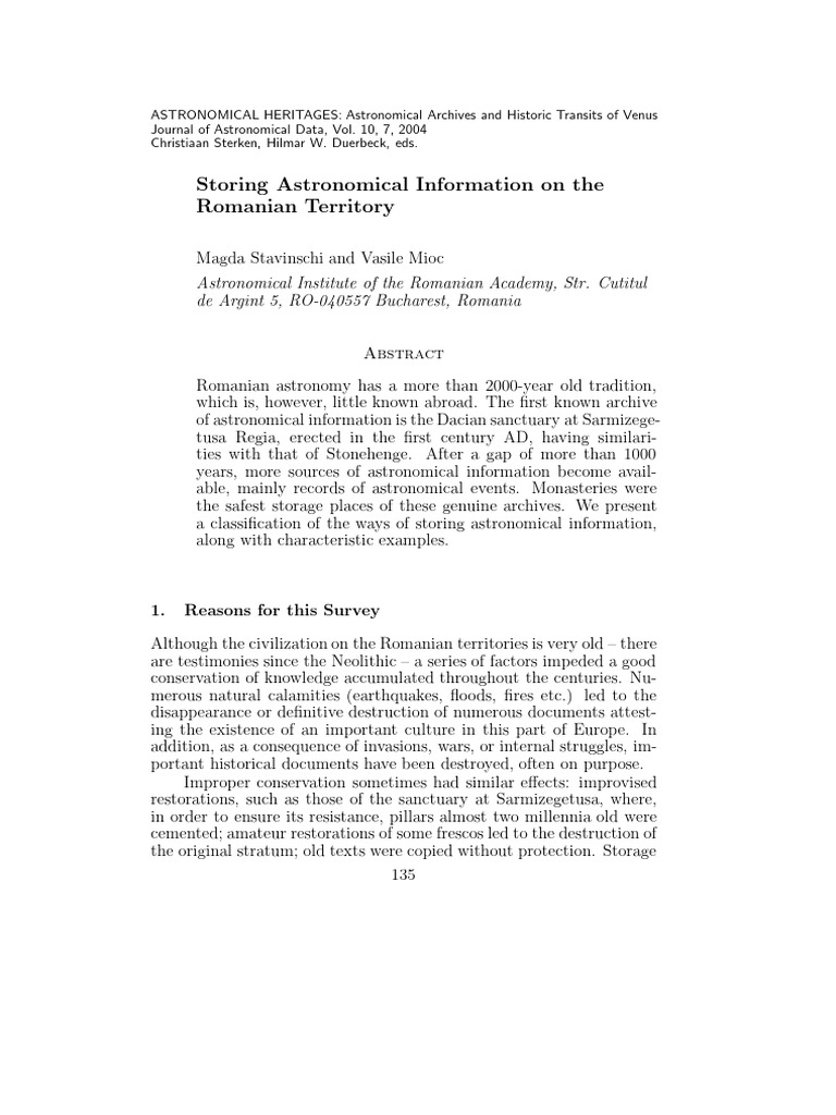 Storing Astronomical Information On The | PDF | Astronomy