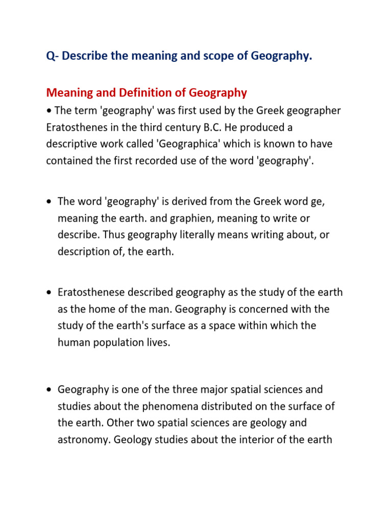 Meaning and Scope of Geography | PDF | Geography | Ecology