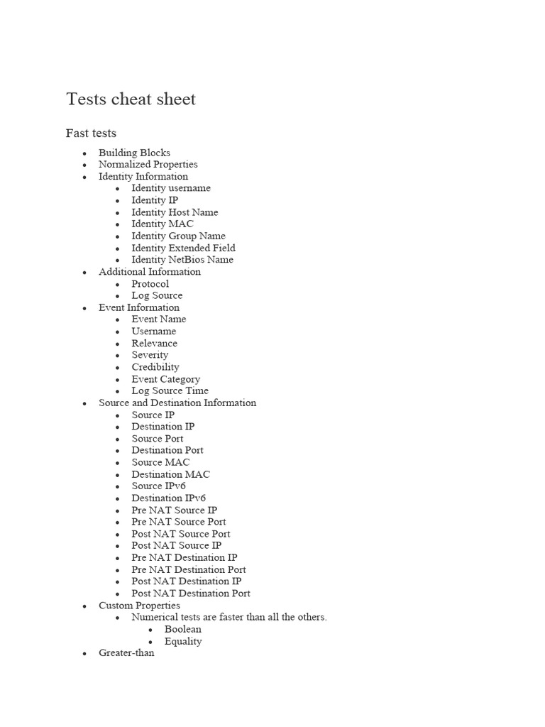 AQL Testing Efficiency Cheat Sheet | PDF | Games & Activities ...