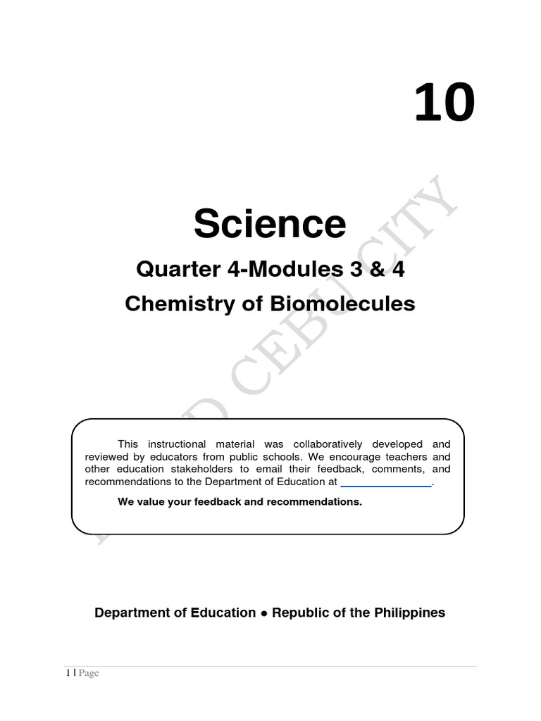 SCIENCE 10 Q4 MODULE 34-Notes | PDF | Polysaccharide | Lipid