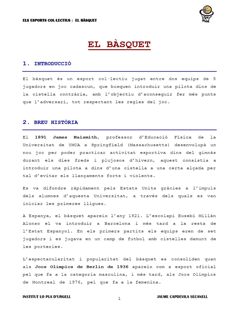 Apunts de Bàsquet | PDF
