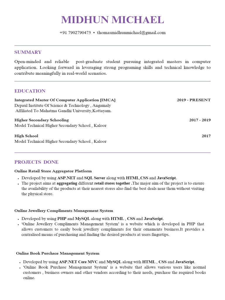 Midhun Resume | PDF | My Sql | Cloud Computing
