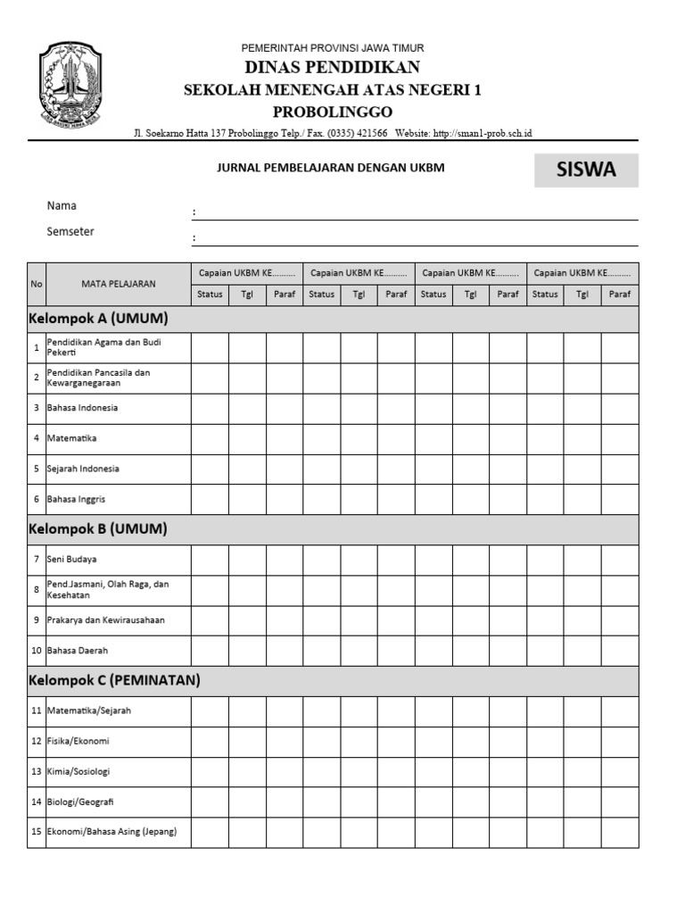 3 Form Jurnal Dan Nilai SKS 18-19 | PDF