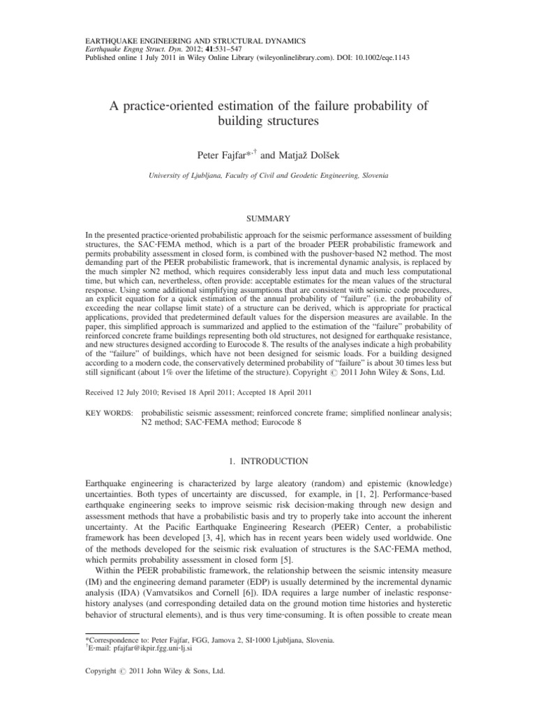 Fajfar and Dolšek (2012) - A Practice Oriented Estimation of The ...