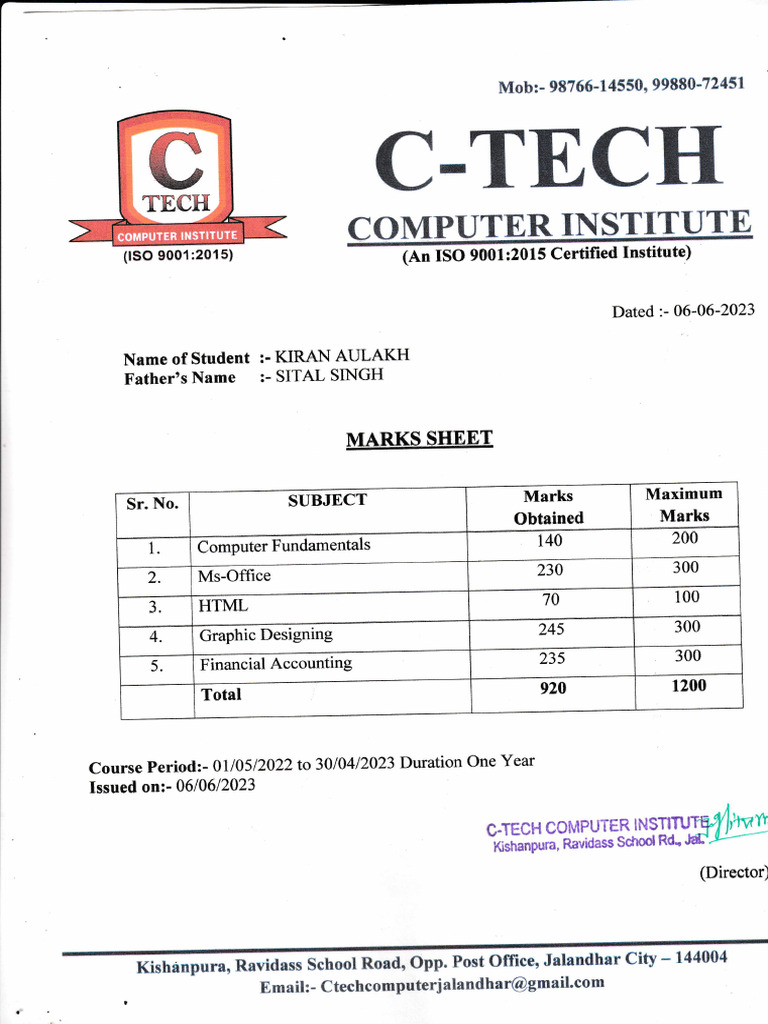 Diploma Certificate of Kiran | PDF